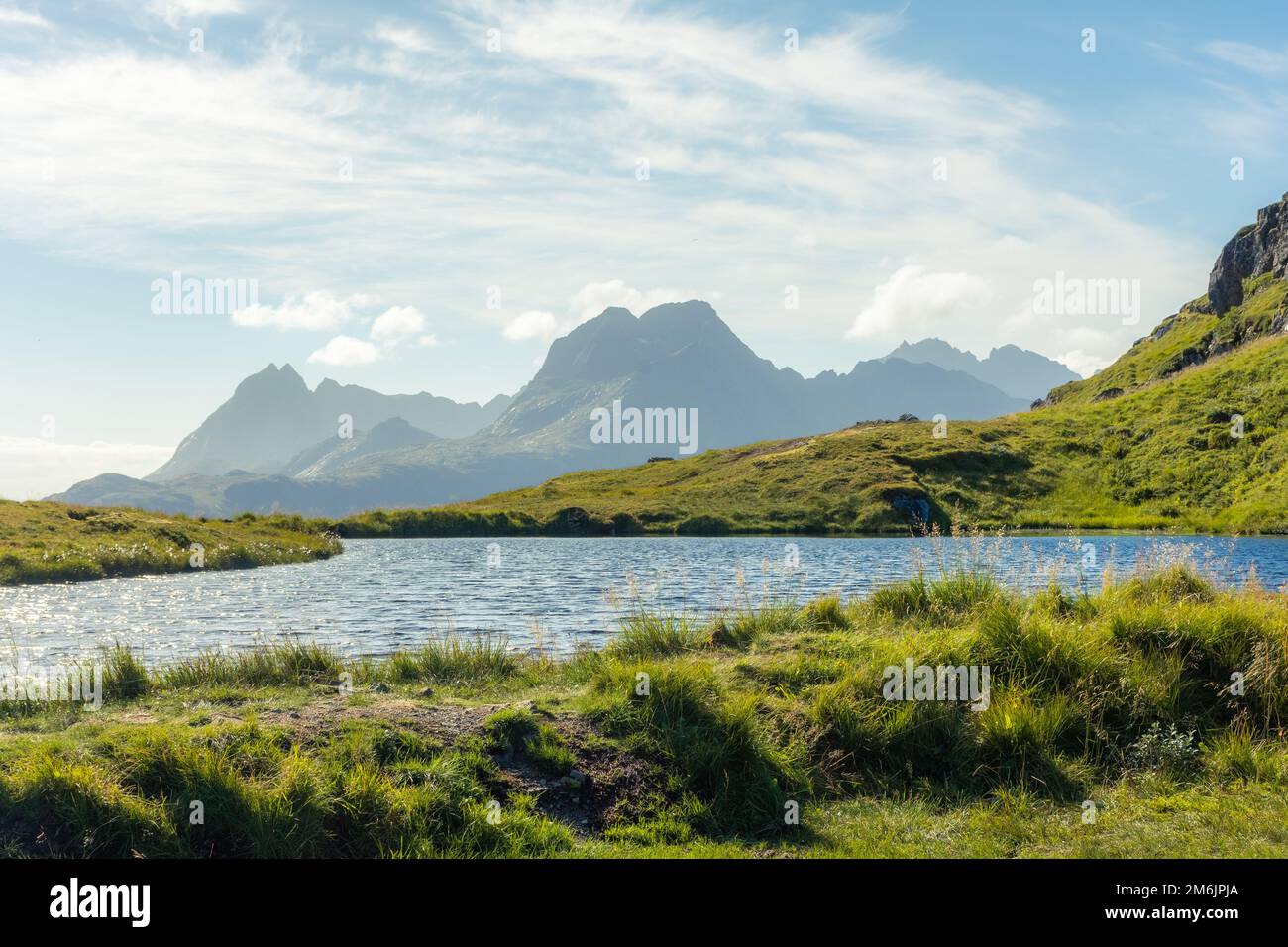 Beautiful landscape of the Lofoten Island from Ryten Mount, Norway ...