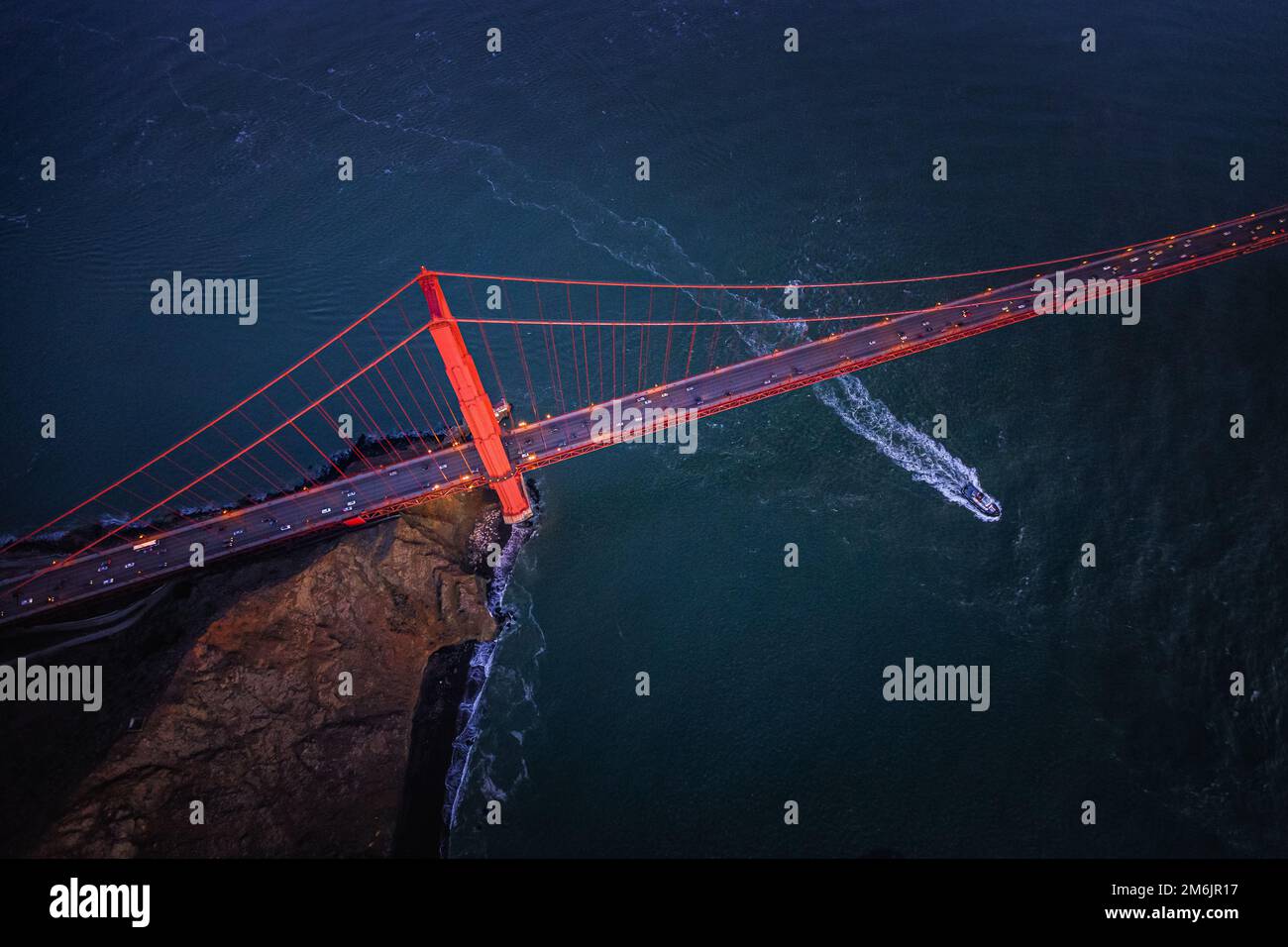 Golden gate bridge at sunset aerial view, san francisco hi-res stock ...