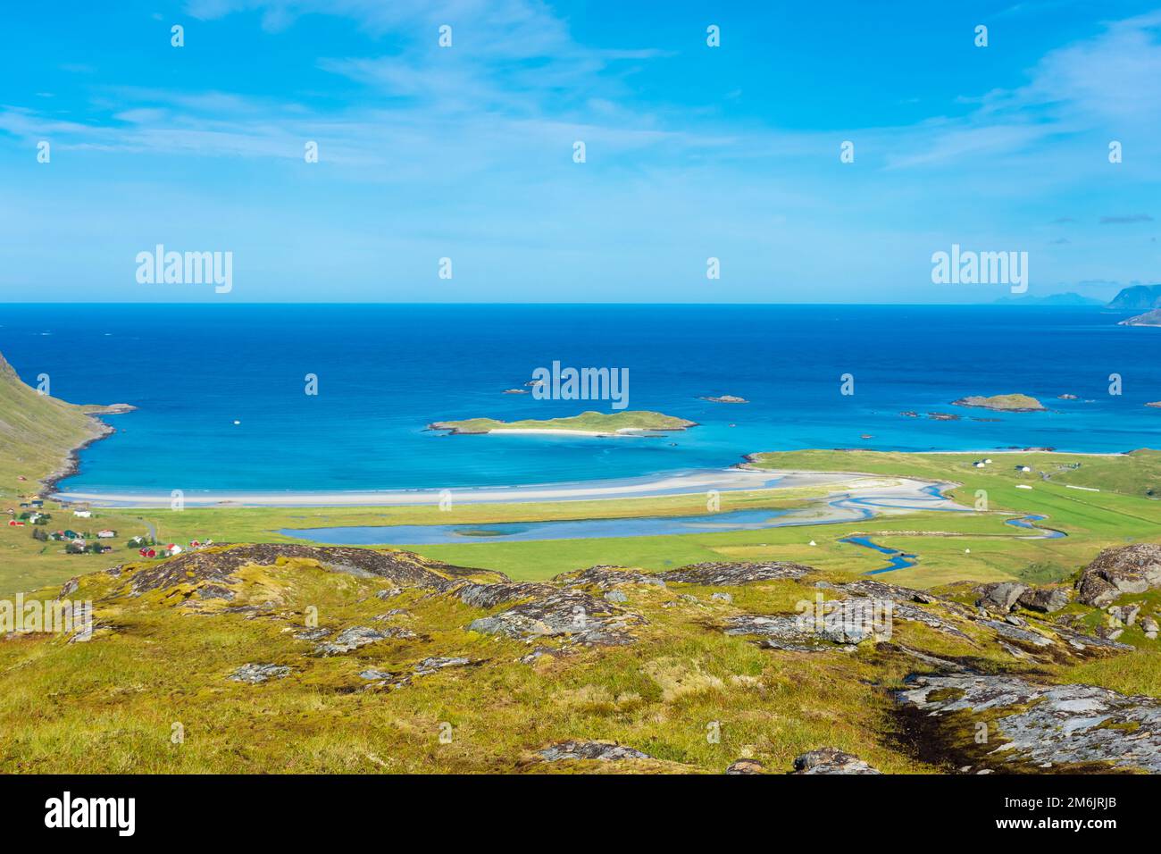 Beautiful landscape of the Lofoten Island from Ryten Mount, Norway ...