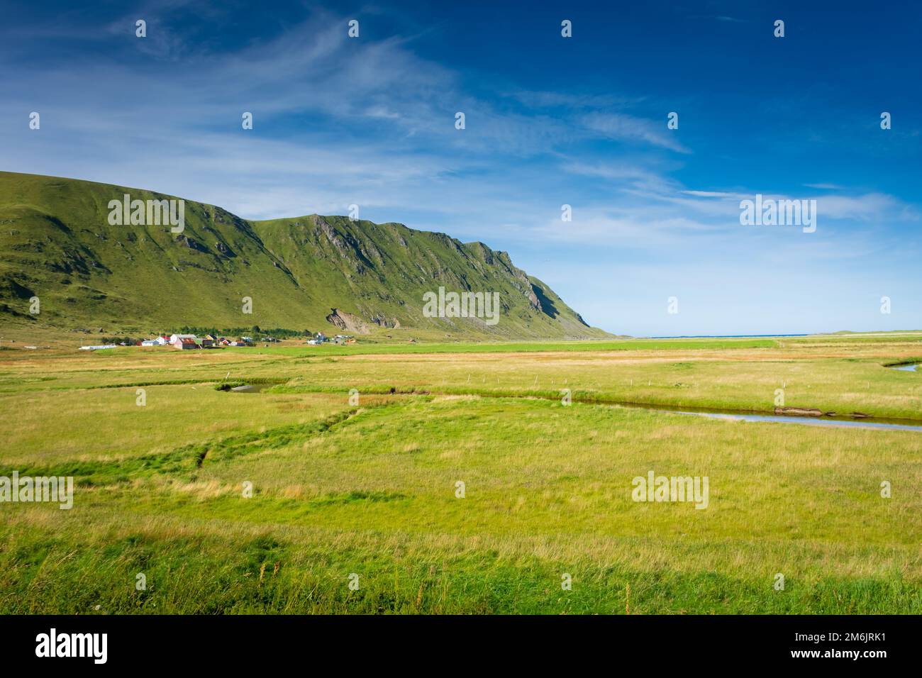 Beautiful landscape of the Lofoten Island from Ryten Mount, Norway ...