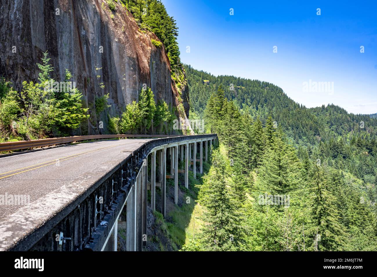 Scenic summer landscape with a winding mountain highway road with ...