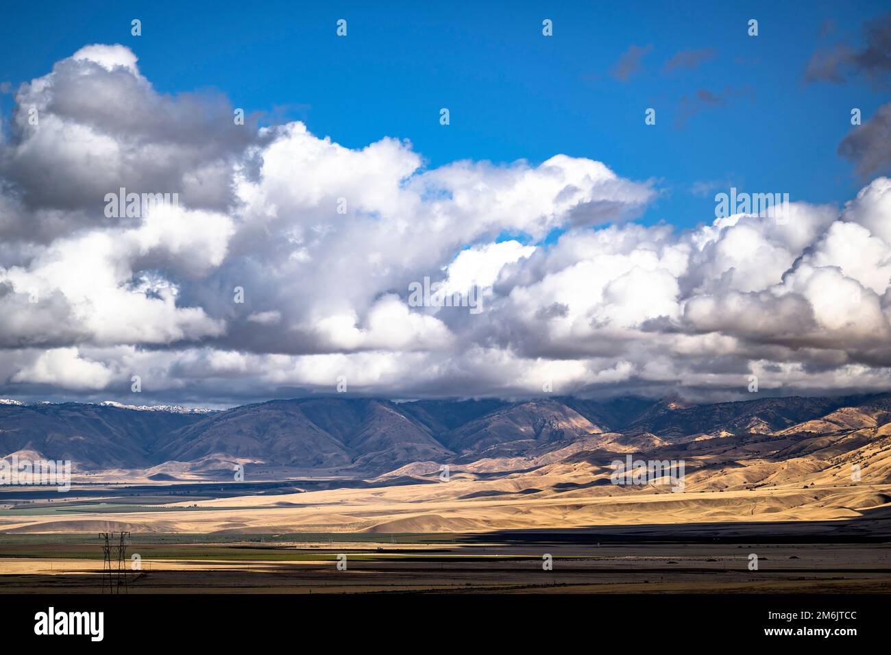 Agricultural atmospheric landscape with farmland with plowed fields and ...