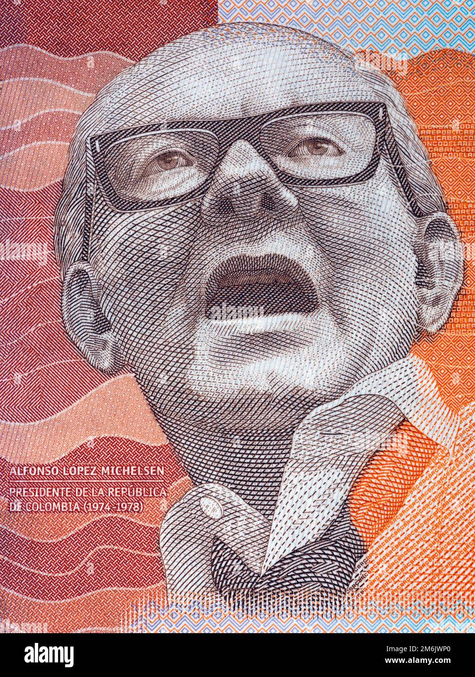 Alfonso Lopez Michelsen portrait from Colombian money Stock Photo - Alamy