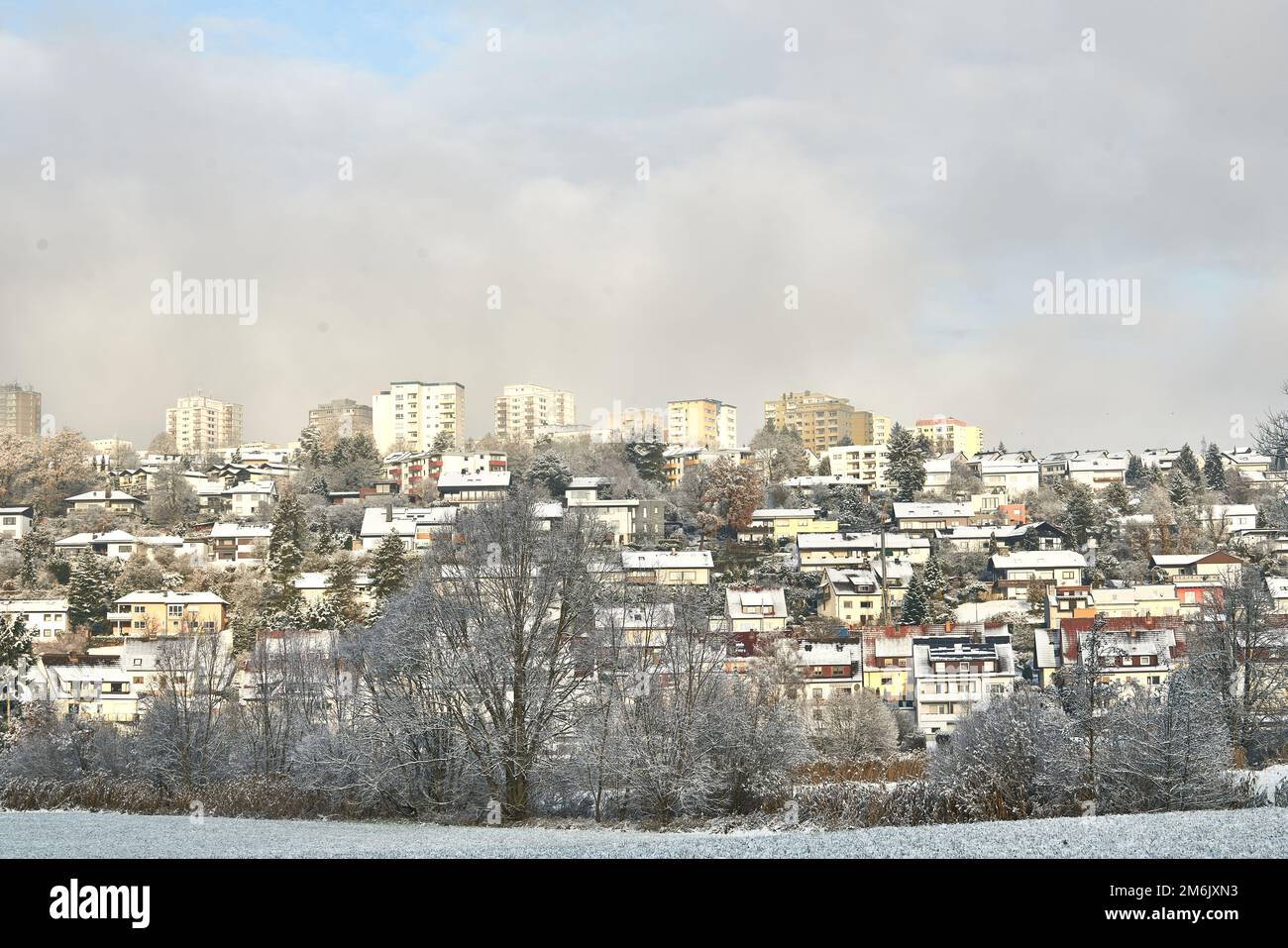 snow covered the city of Fulda. Pictured are Aschenberg Horas and ...