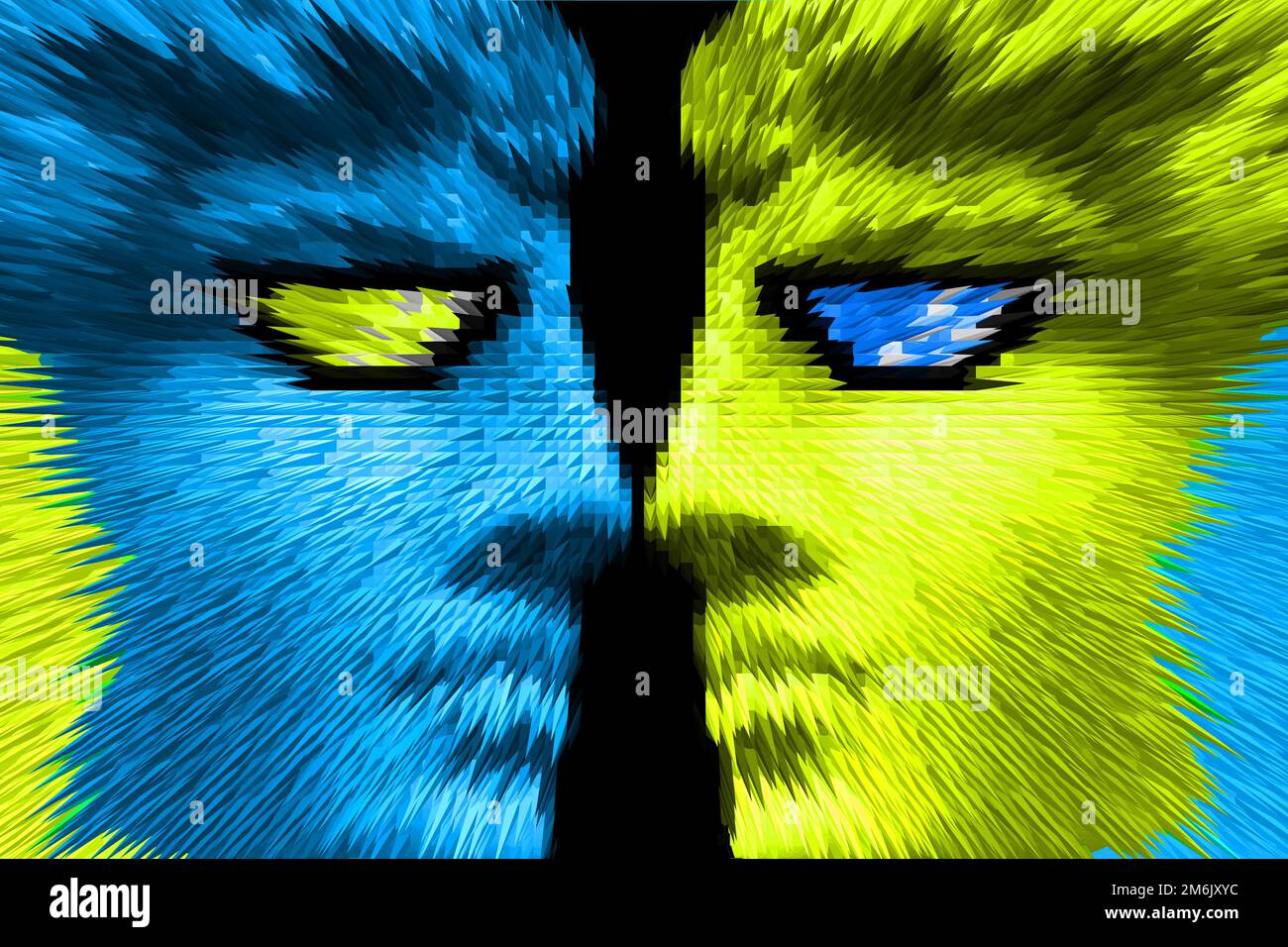 Poster with antique sculpture of male double face in game style. Modern ...