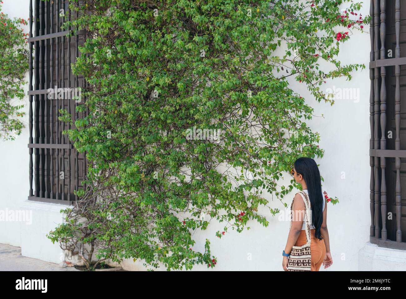 Woman exploring the streets of Cartagena in Colombia Stock Photo - Alamy
