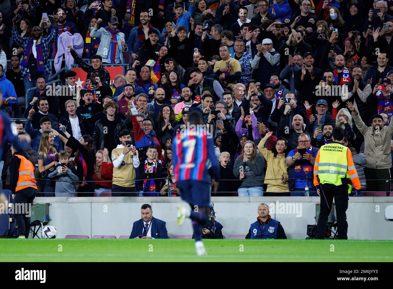 BARCELONA - NOV 5: Supporters celebrate during the LaLiga match between ...
