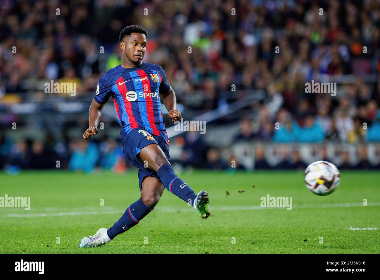 BARCELONA - NOV 5: Ansu Fati in action during the LaLiga match between ...