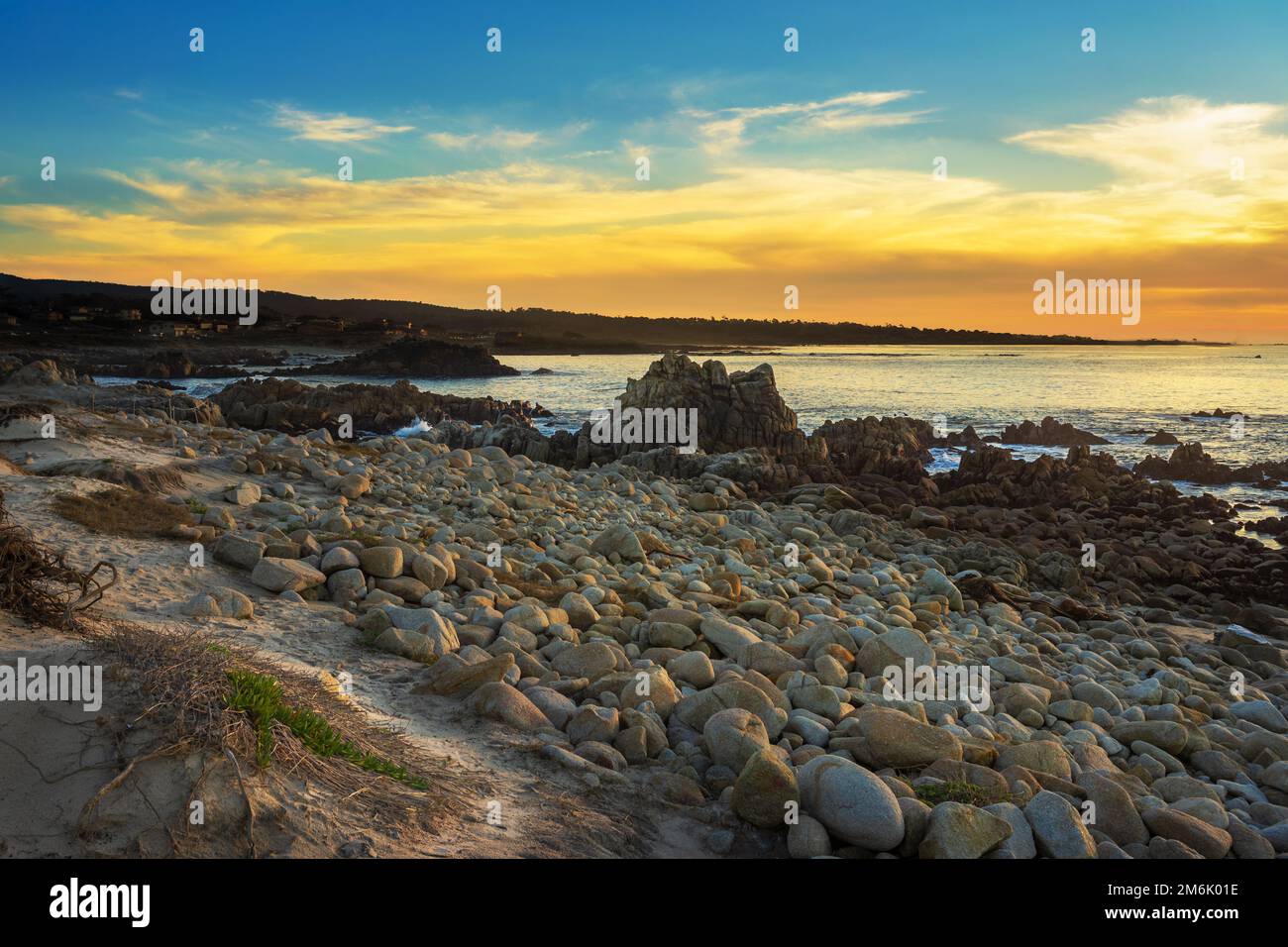Rocks on the beach on the California coast in the Monterey Bay area ...