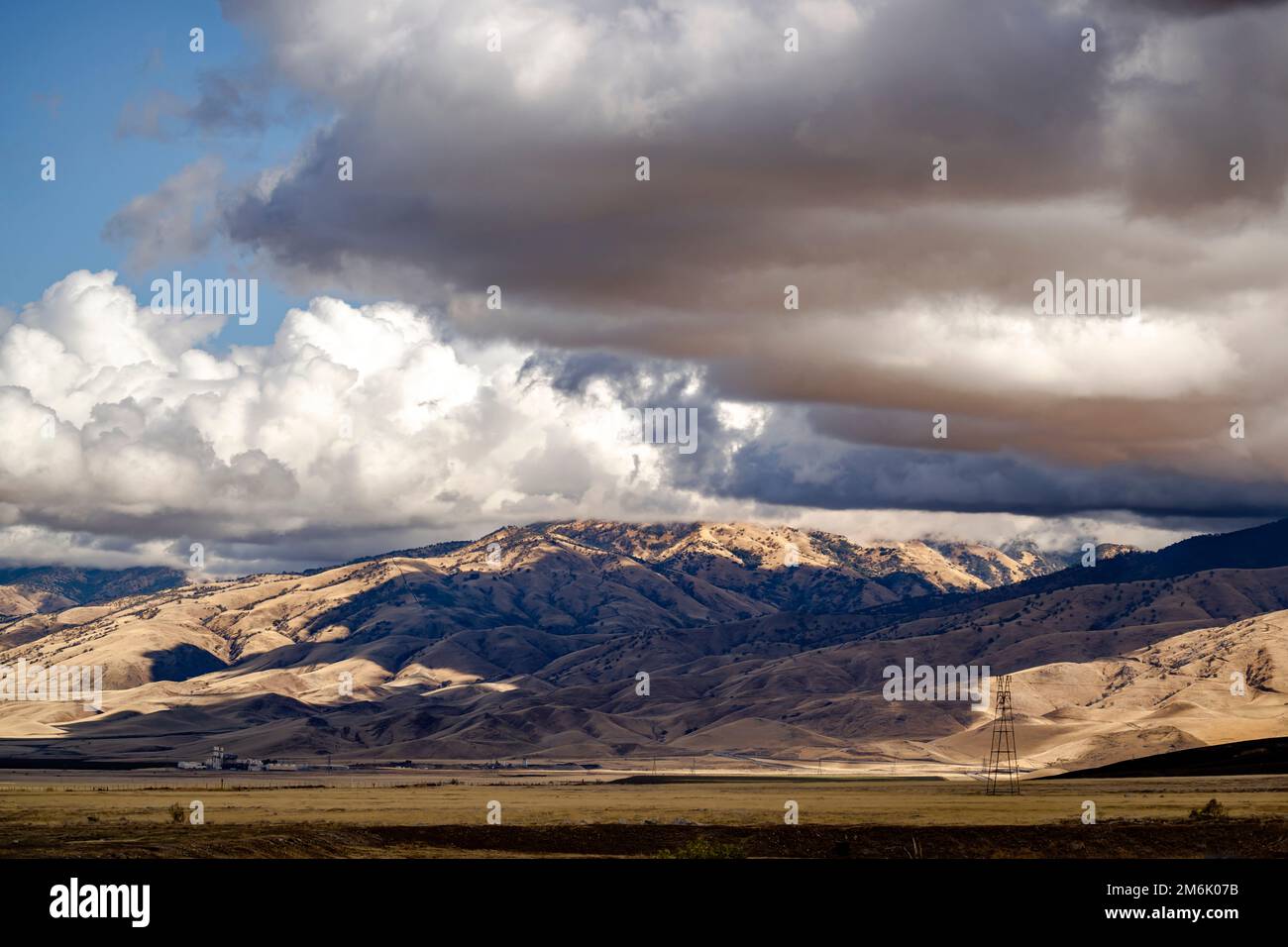 Agricultural atmospheric landscape with farmland with plowed fields and ...