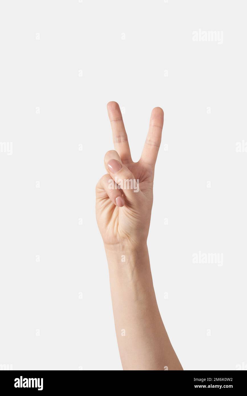 Counting on fingers, five inner palm Stock Photo - Alamy