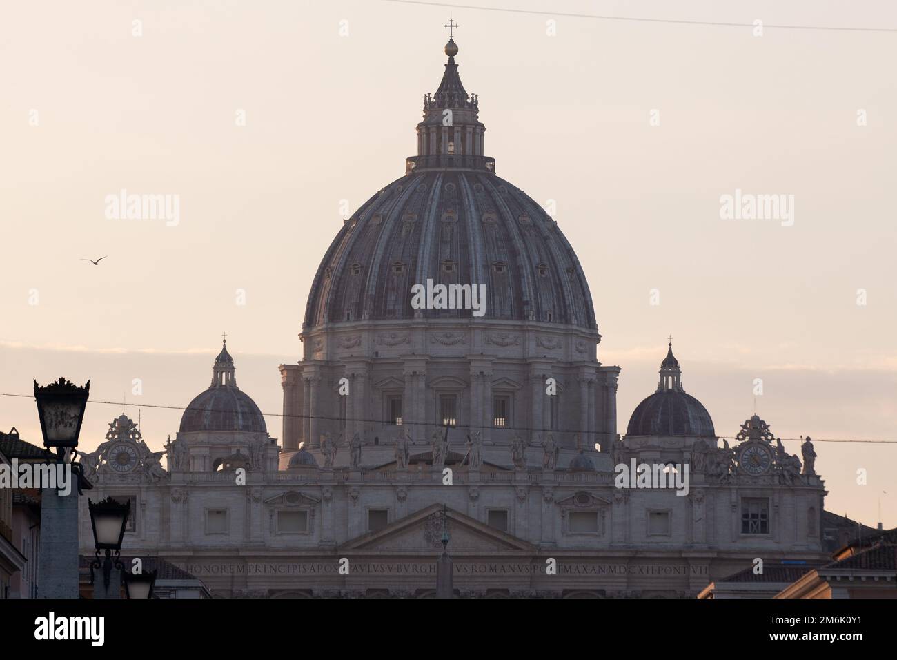 Rome, Italy. 4th Jan, 2023. View of St. Peter's dome at sunset in Rome ...