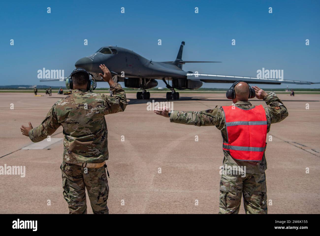 Chief Master Sgt. Steve Cenov, right, 8th Air Force command chief and ...