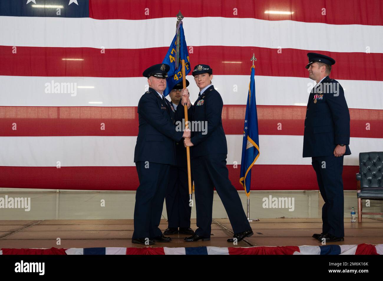 U.S. Air Force Lt. Col. Ashley Lincoln, accepts the 434th Flying ...