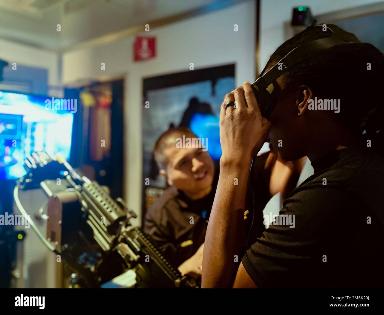 A soldier of the USAREC Mission Engagement Battalion helps a ...