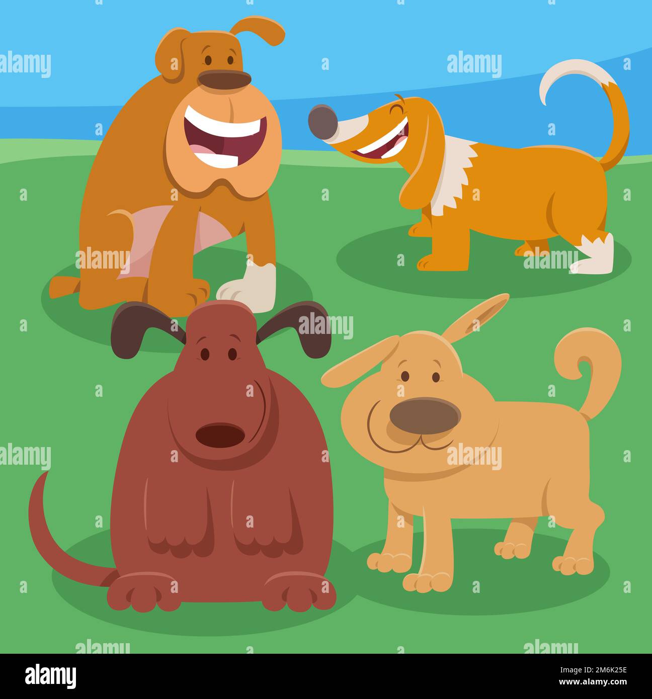 Cute cartoon dogs animal characters group Stock Photo - Alamy