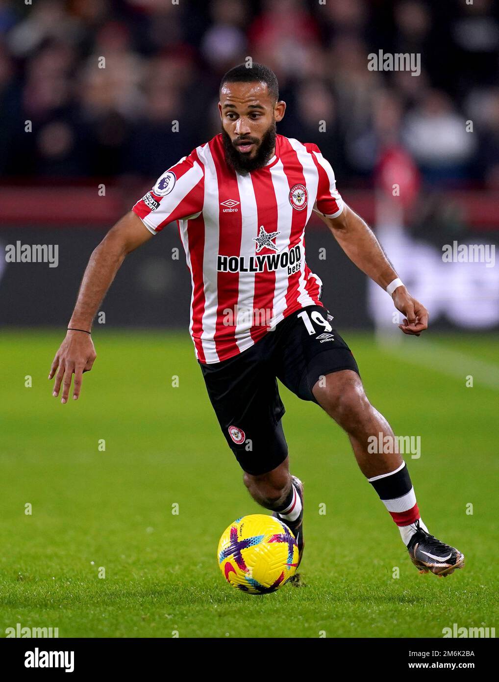 Brentford's Bryan Mbeumo during the Premier League match at the Gtech ...