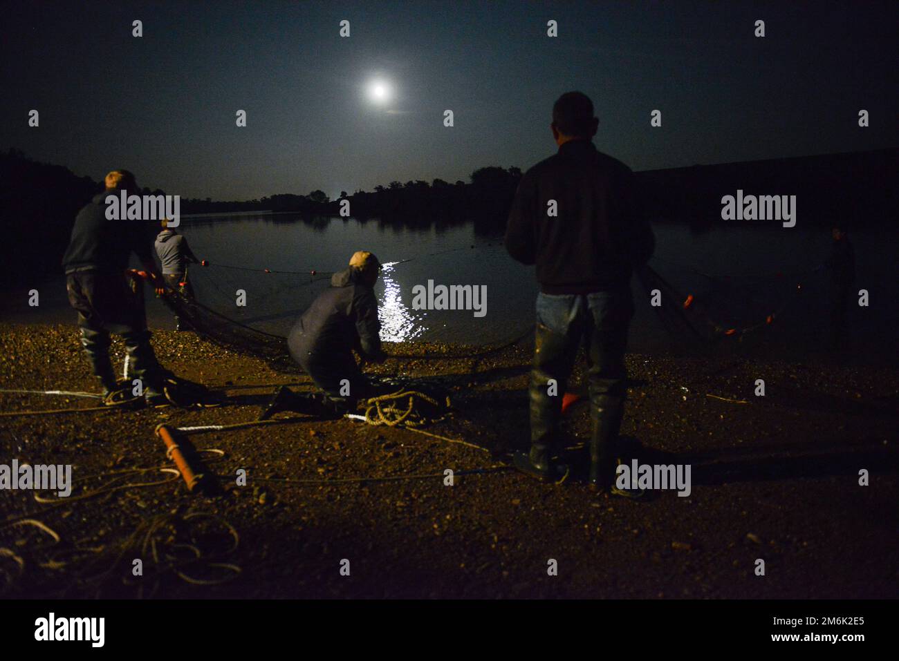 Salmon fishers on the River Tweed at Paxton in May 2014 fishing at ...