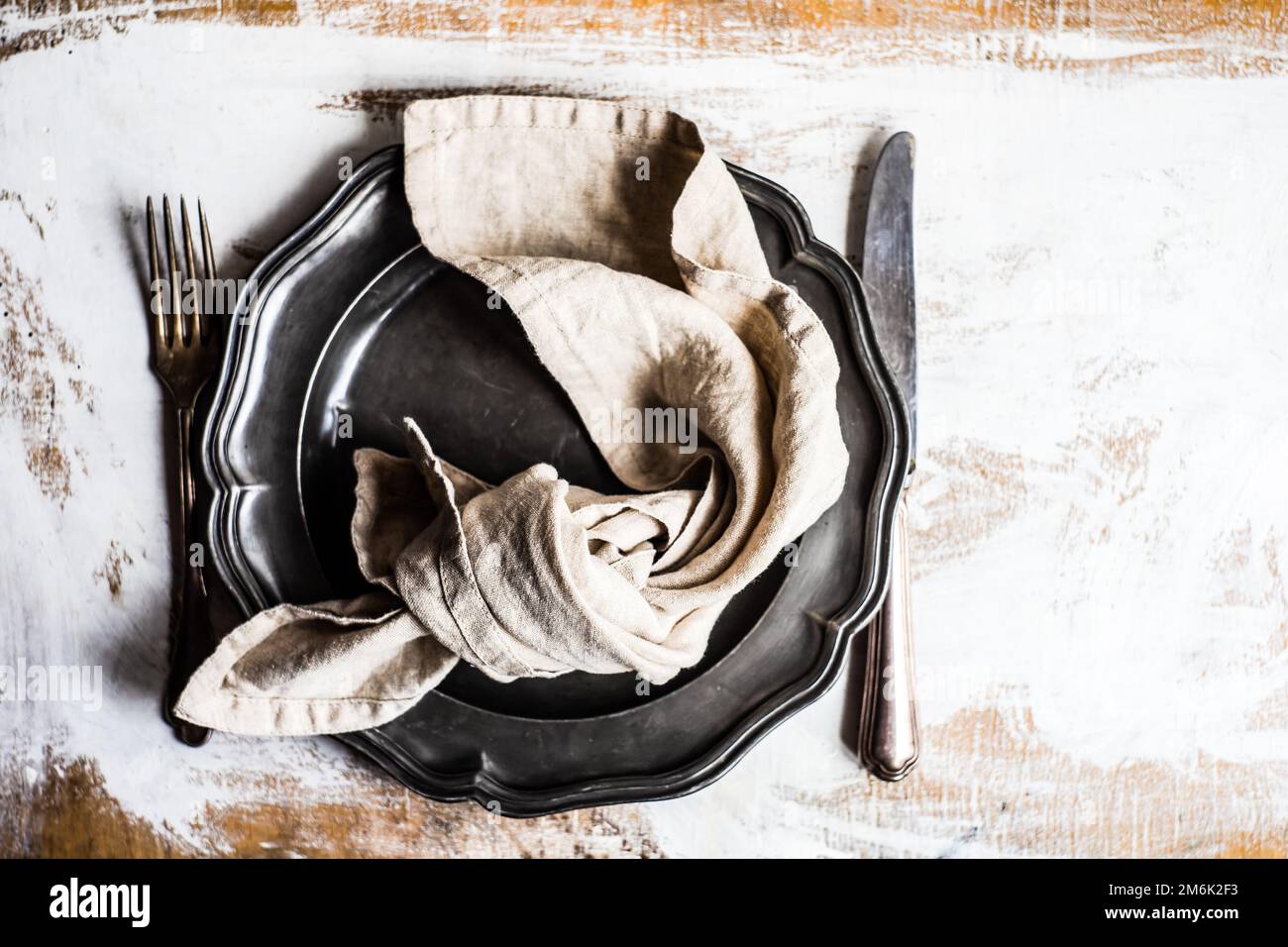 Rustic table setting Stock Photo - Alamy