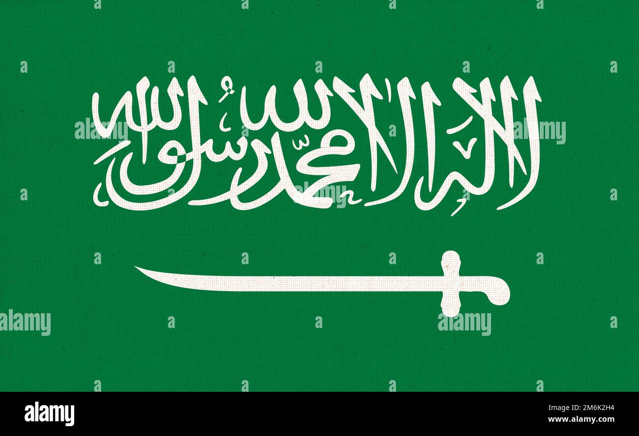 Flag of Saudi Arabia. Saudi Arabian flag on fabric surface. Fabric ...