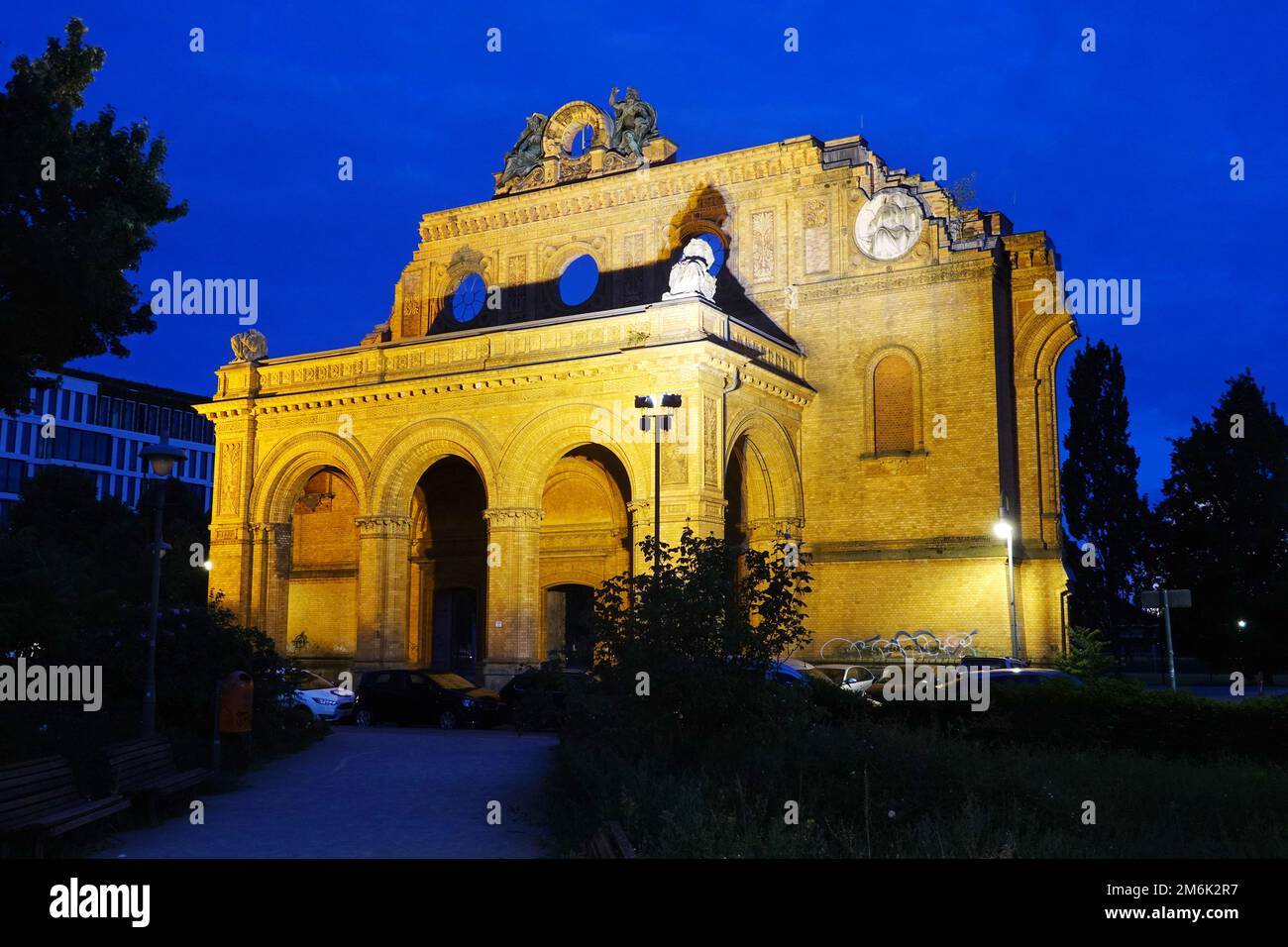 Fragment of the portico of the ruined Anhalter Station Stock Photo - Alamy