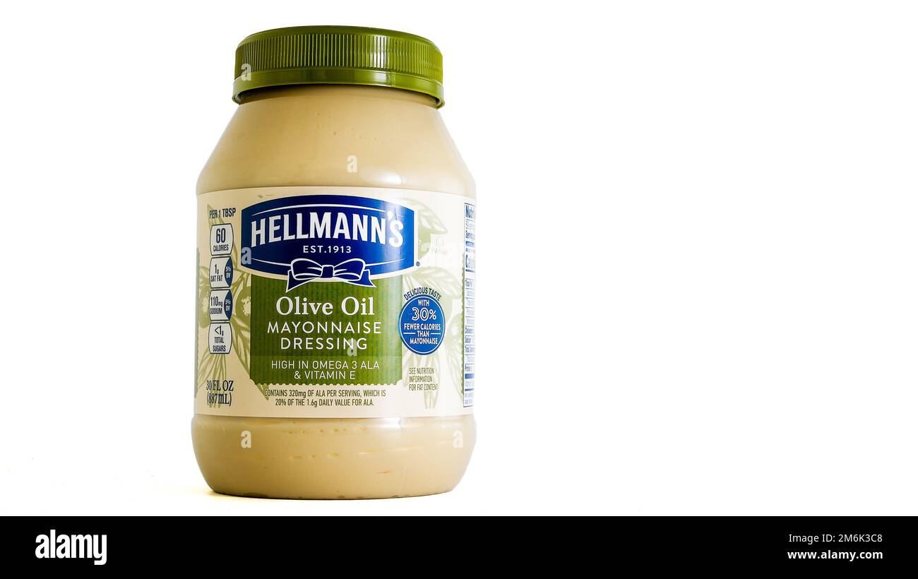 NORWALK, CT, USA - JANUARY 4, 2023: Bottle with Helmans Mayonnaise with ...
