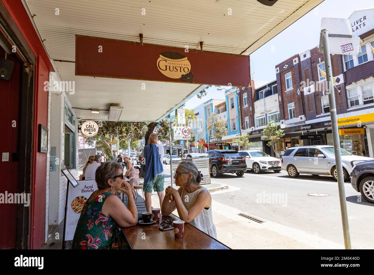 Bondi Beach Australia middle aged elderly ladies women talk over coffee ...