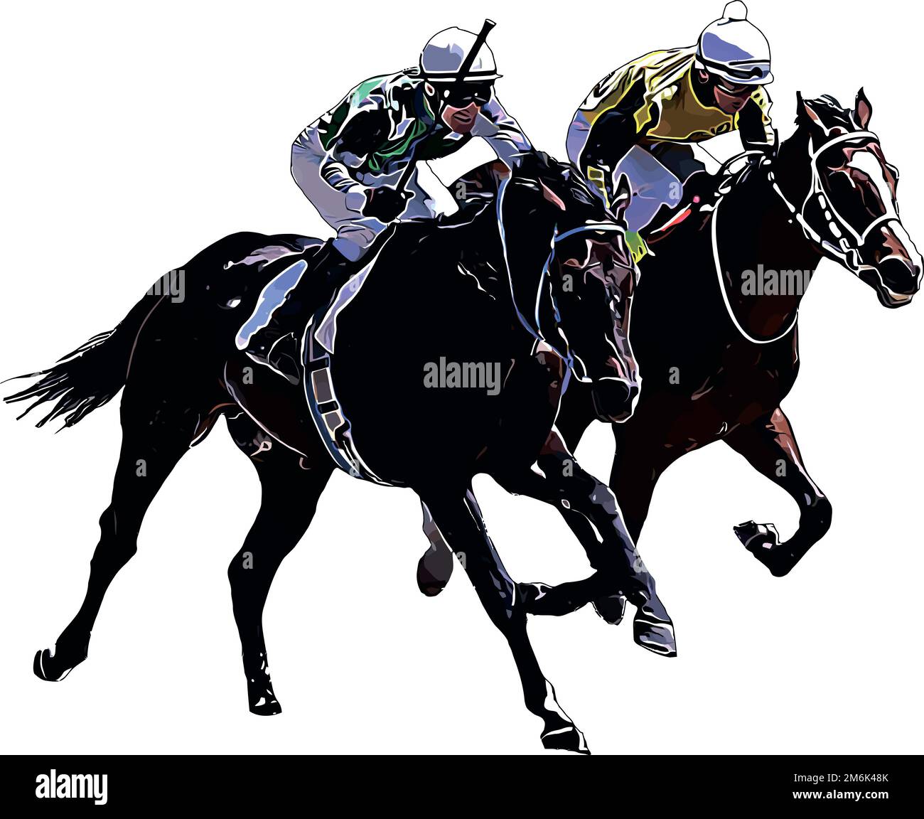 Racehorse with jockey at races. Isolated on a white background Stock ...
