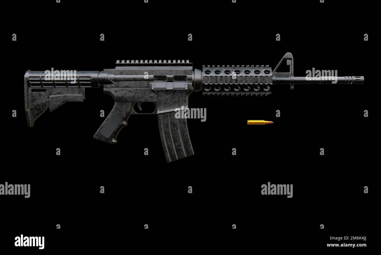 Isolated assault rifle 3d render Stock Photo - Alamy