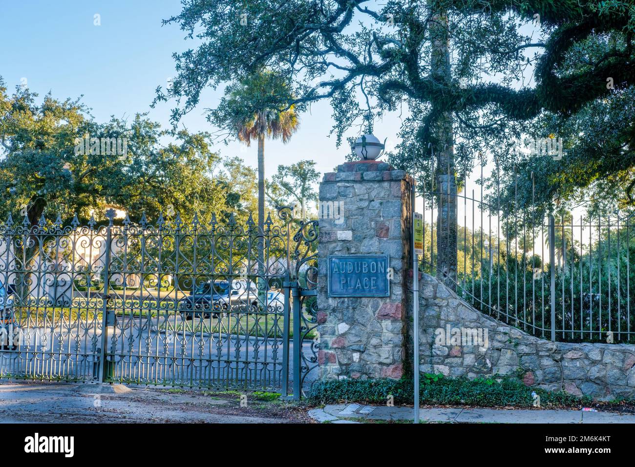 NEW ORLEANS, LA, USA - JANUARY 4, 2023: Freret Street gate to Audubon ...