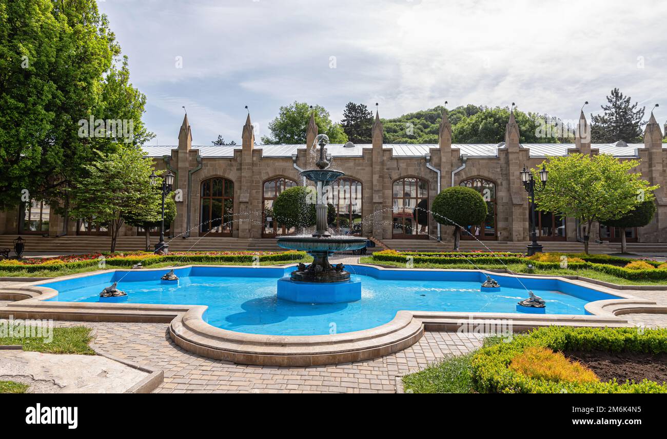 Beautiful clean fountain and flower beds in the recreation park Stock ...