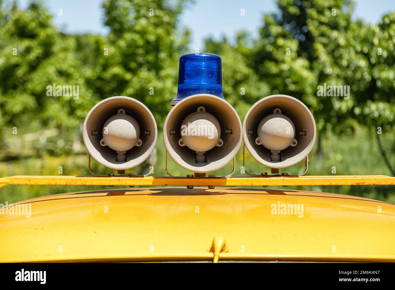 Emergency audible and visual warning system is installed on an old ...