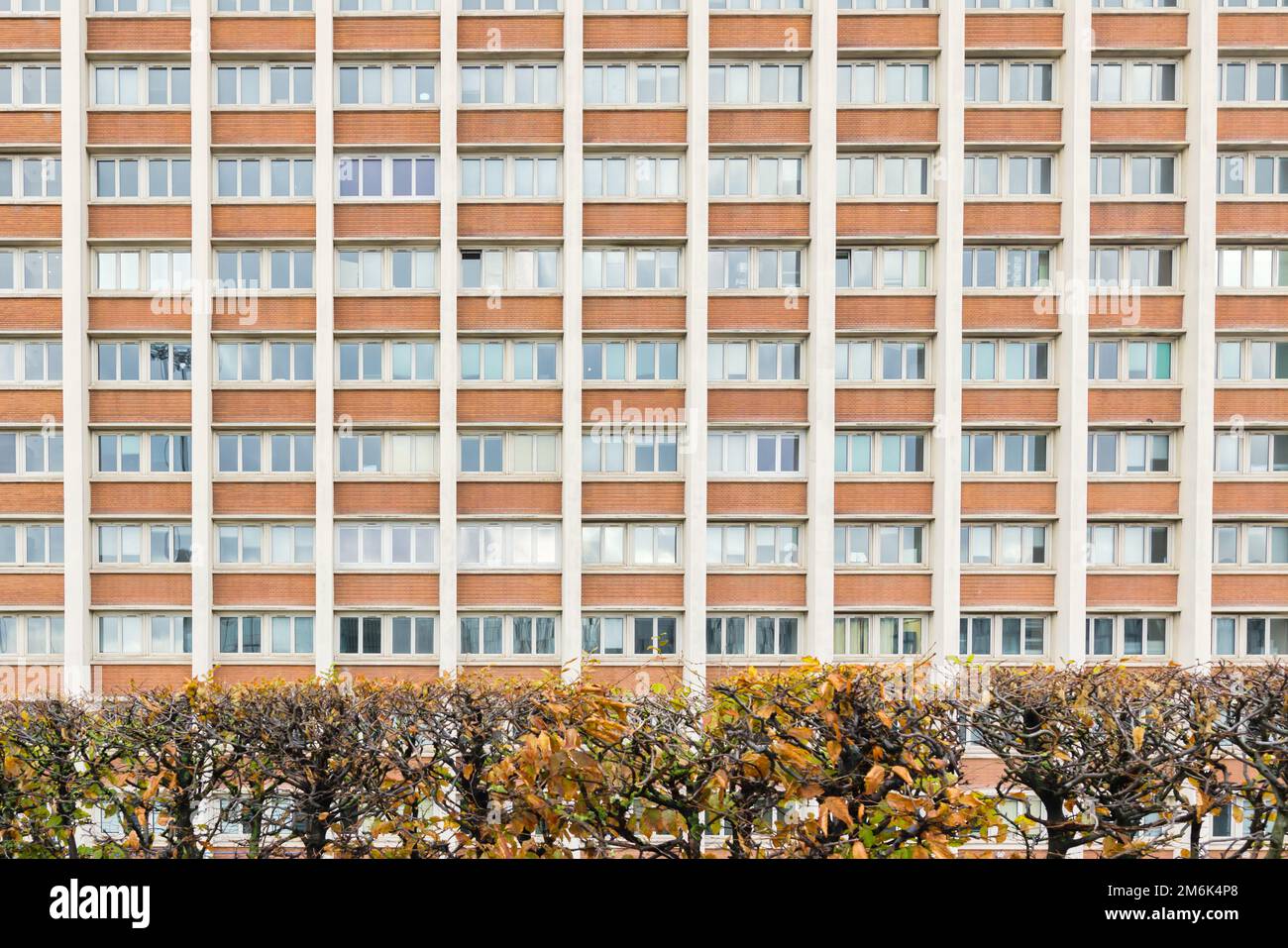 view of an older tower block in the Euralille quarter of Lille, France ...
