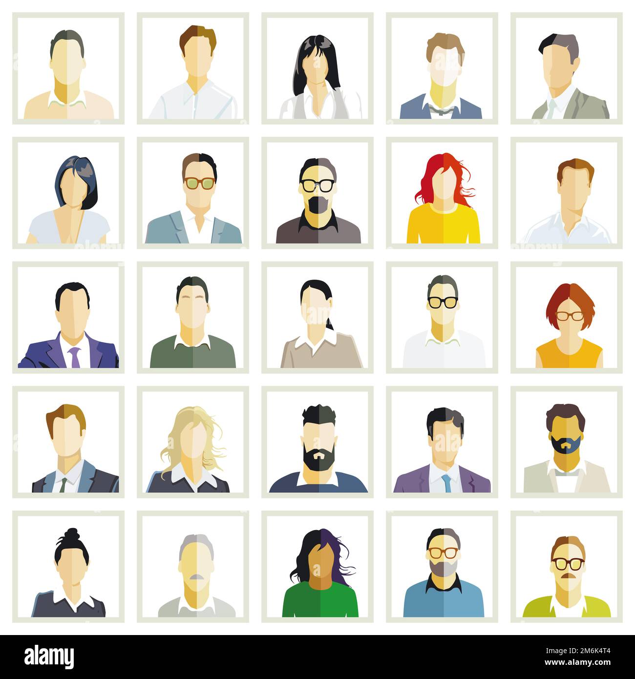 Group of people portrait, faces isolated on white background ...