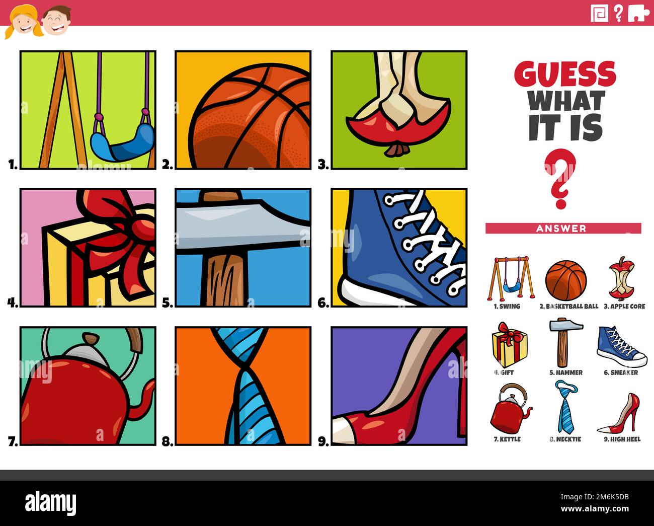 Guess cartoon objects educational game for children Stock Photo - Alamy
