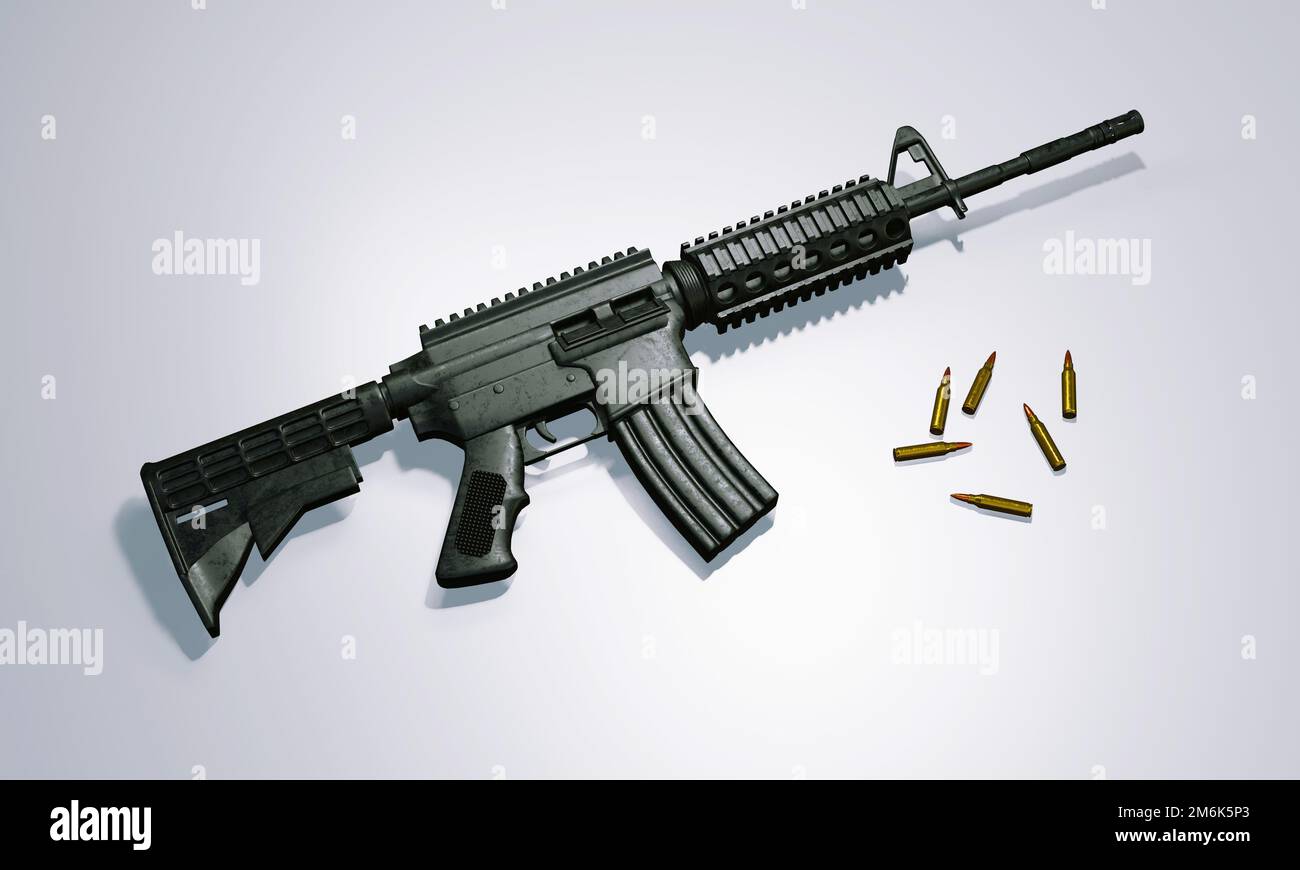 Isolated assault rifle 3d render Stock Photo - Alamy