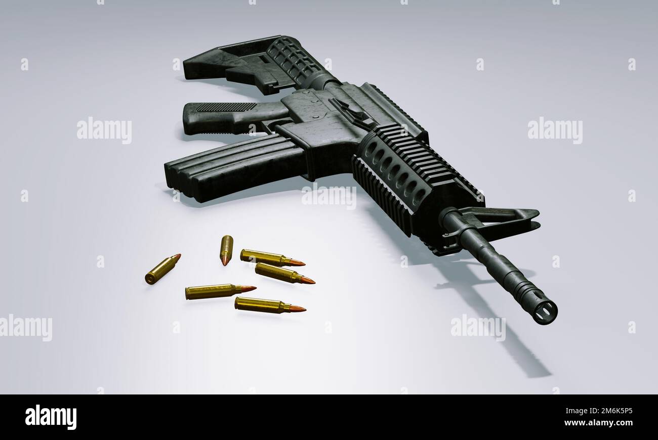 Isolated assault rifle 3d render Stock Photo - Alamy