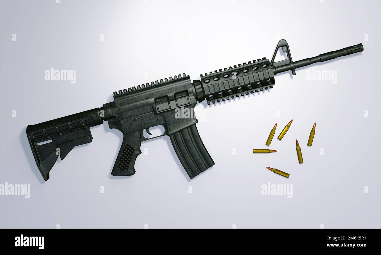 Isolated assault rifle 3d render Stock Photo - Alamy
