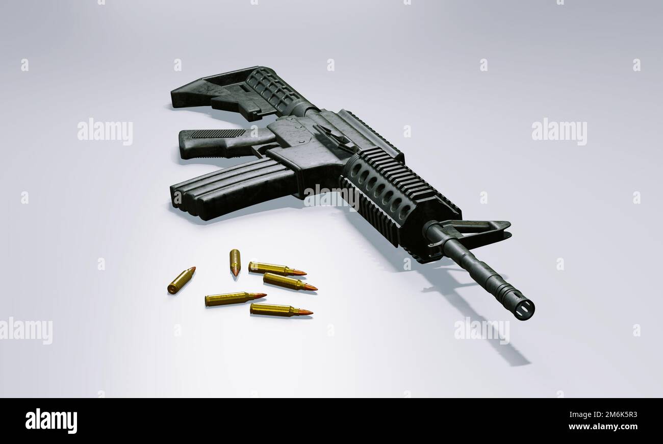 Isolated assault rifle 3d render Stock Photo - Alamy