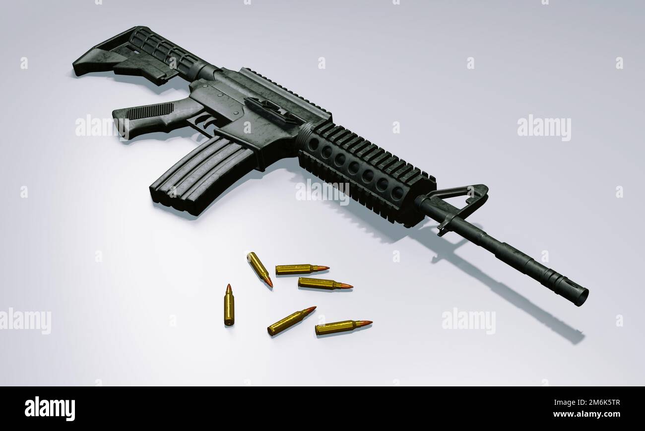 Isolated assault rifle 3d render Stock Photo - Alamy