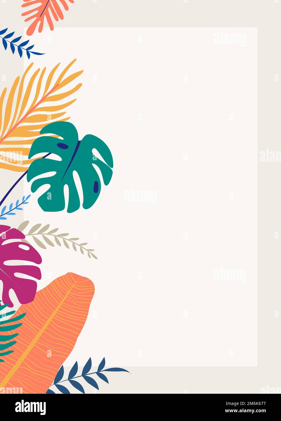 Tropical poster template beige background vector Stock Vector Image ...