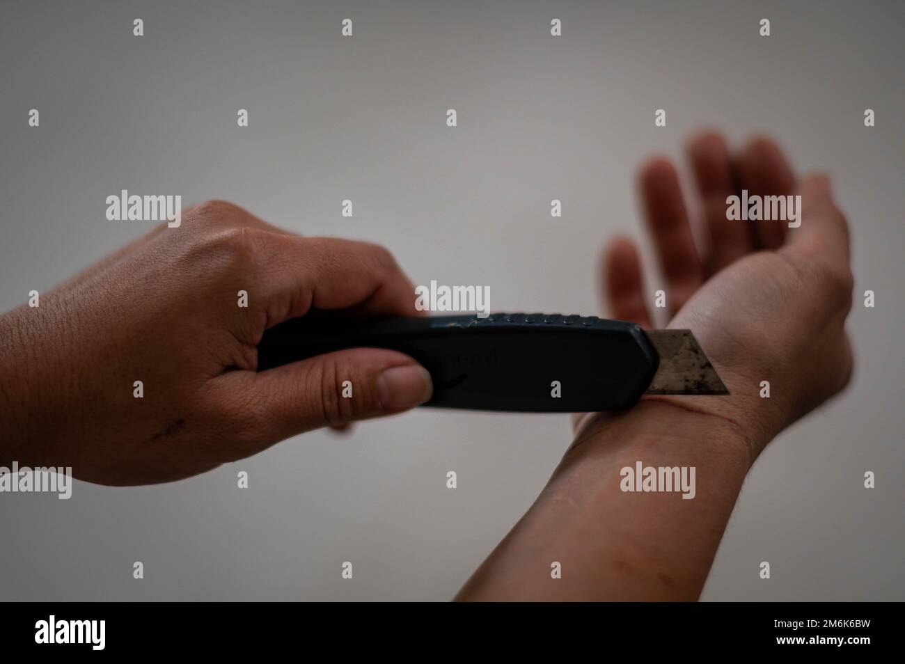 A depressed woman attempted suicide by cutting her wrist veins with a ...