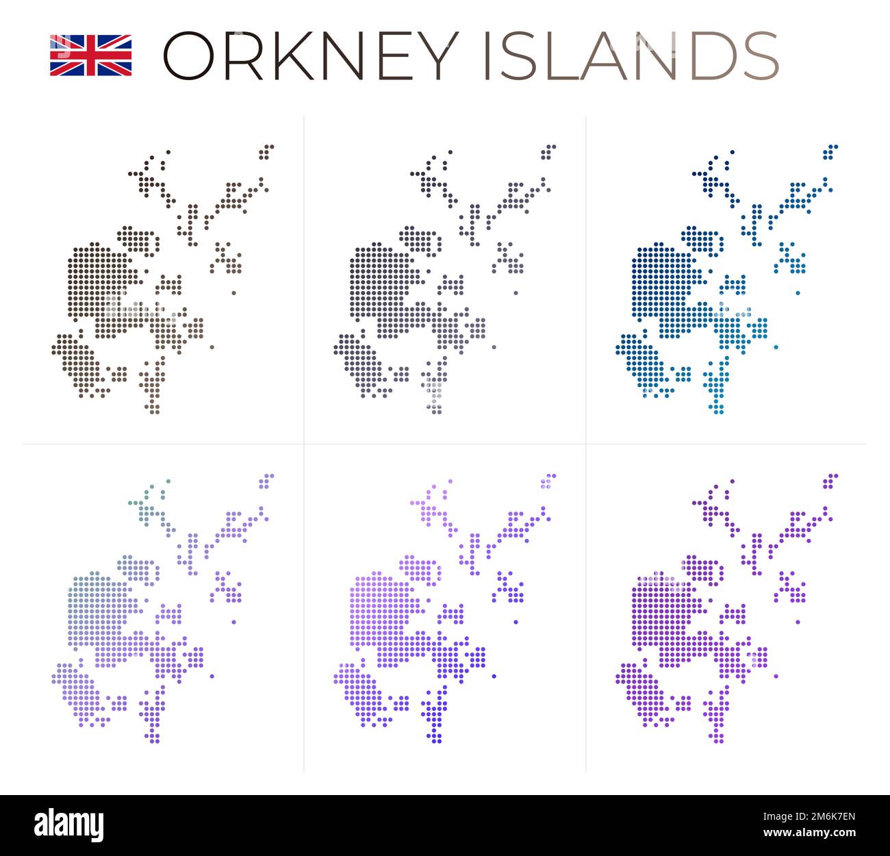 Orkney Islands dotted map set. Map of Orkney Islands in dotted style ...