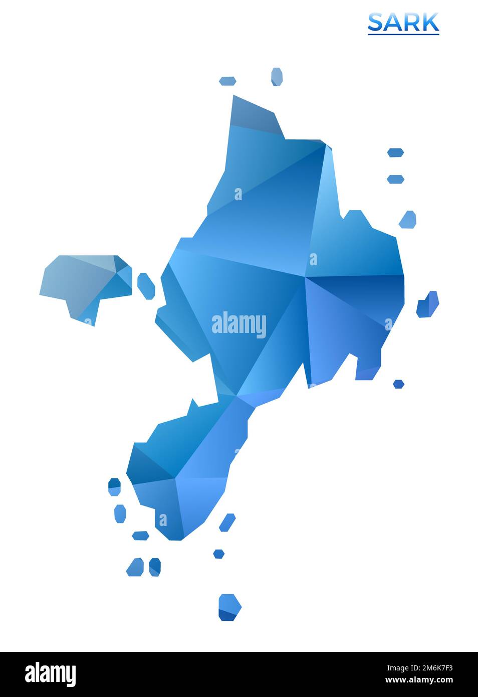 Vector polygonal Sark map. Vibrant geometric island in low poly style. Vibrant illustration for ...