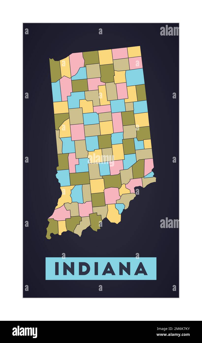 Indiana map. US state poster with regions. Shape of Indiana with US ...