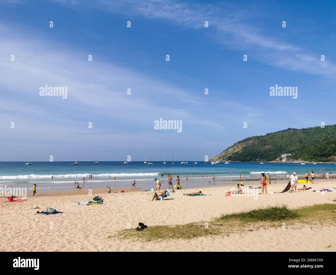 Phuket, Thailand - December 27, 2022: Crowded scene in Nai Harn beach ...