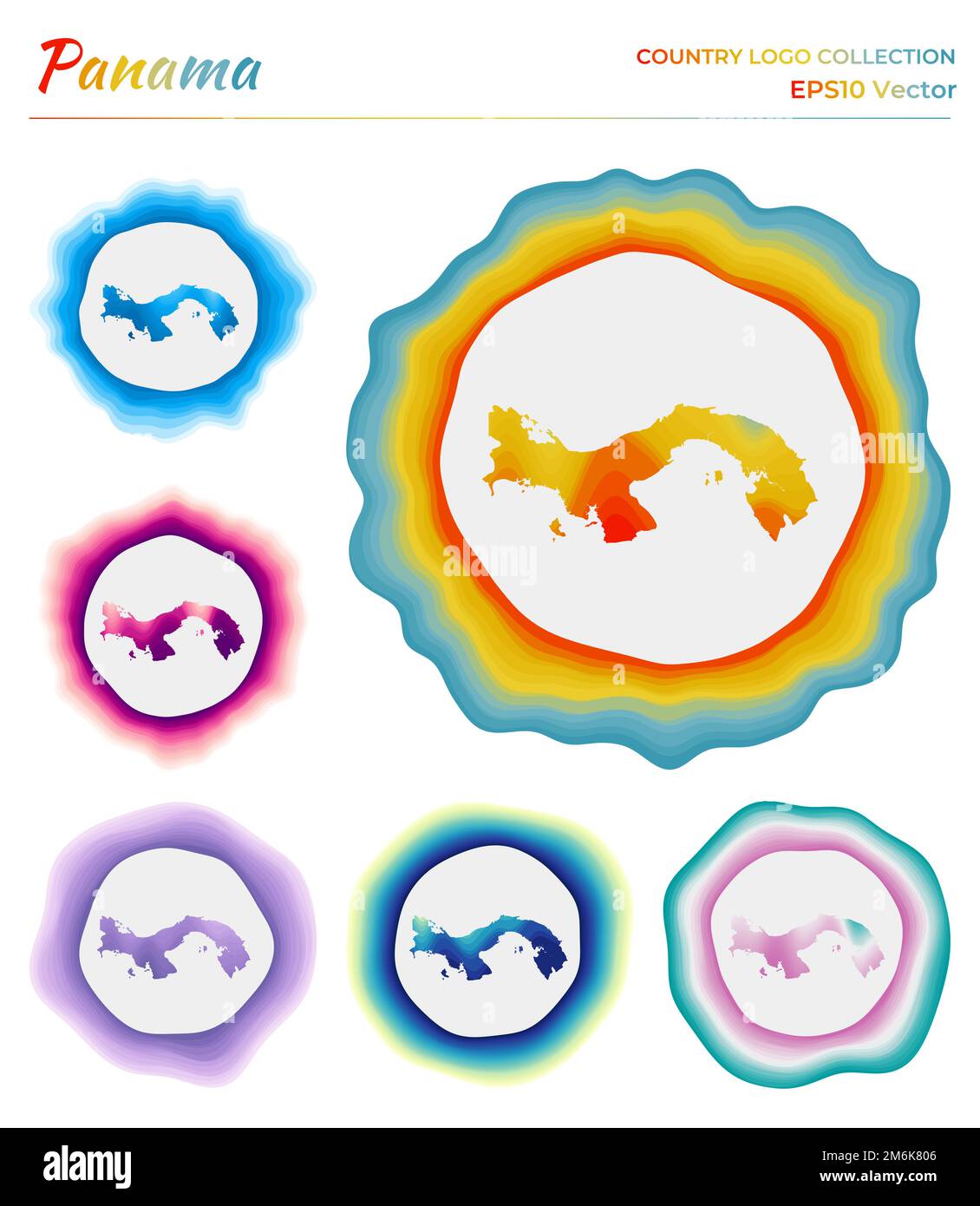 Panama logo collection. Colorful badge of the country. Layers around ...