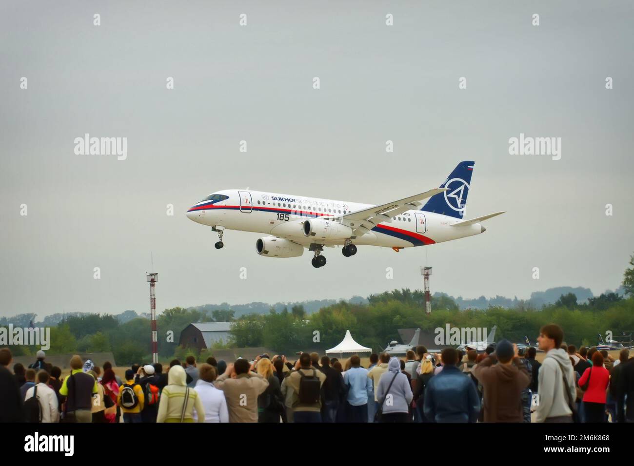 The SSJ-100 modern regional passenger jet at MAKS-2009 Stock Photo - Alamy