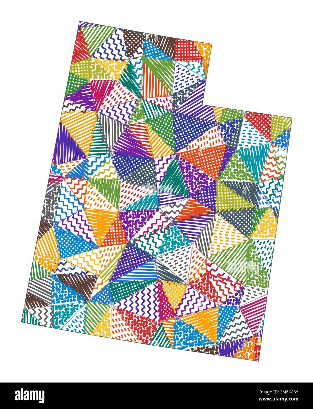 Kid style map of Utah. Hand drawn polygons in the shape of Utah. Vector ...
