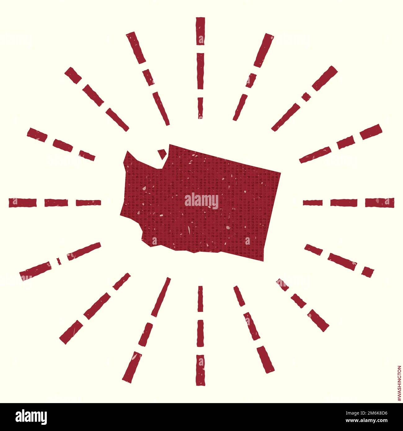 Washington Logo. Grunge sunburst poster with map of the US state. Shape ...